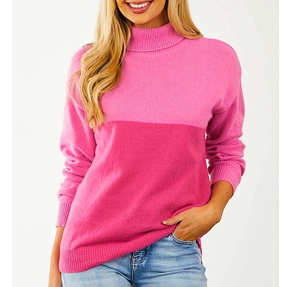 Private Label | Sweaters | Magentahot Pink Colorblock Turtleneck ...